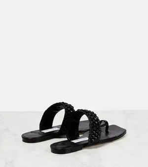 JIMMY CHOO Amoure Embellished Raffia Sandals