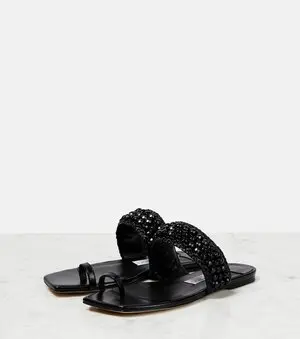 JIMMY CHOO Amoure Embellished Raffia Sandals