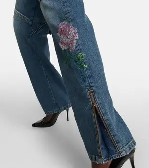 Alessandra Rich Sequin-embellished Flared Jeans