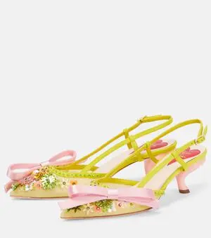 ROGER VIVIER Virgule Embellished Slingback Pumps - Yellow
