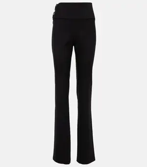Alaïa Belted Straight Wool Pants - Black