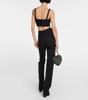 Alaïa Belted Straight Wool Pants