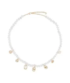 SYDNEY EVAN Multi-charm 14kt Gold Necklace With Moonstone And Diamonds - White