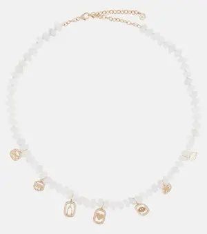 SYDNEY EVAN Multi-charm 14kt Gold Necklace With Moonstone And Diamonds