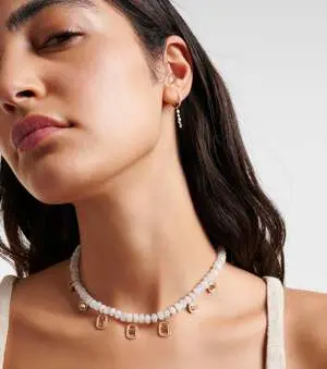 SYDNEY EVAN Multi-charm 14kt Gold Necklace With Moonstone And Diamonds