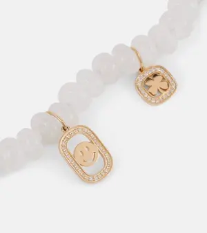SYDNEY EVAN Multi-charm 14kt Gold Necklace With Moonstone And Diamonds
