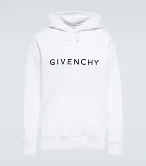 Givenchy Archetype Logo Cotton Jersey Hoodie In White - 40% Off