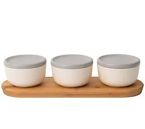 BERGHOFF Leo 3-piece Covered Bowl Set With Bamb Oo Tray - One-color
