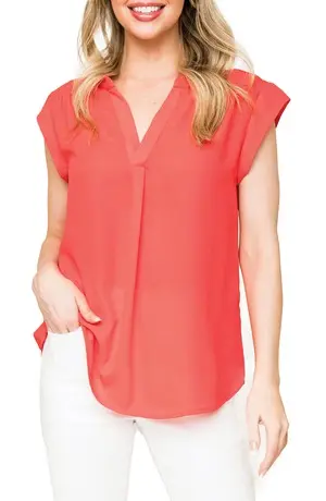 GIBSONLOOK GIBSONLOOK Cap Sleeve Blouse New Coral
