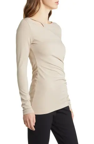 Nordstrom Signature Side Pleat Long Sleeve Knit Top