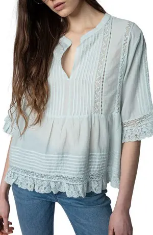 Zadig&Voltaire Tosea Cotton Blend Peplum Blouse