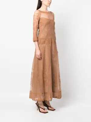 Alberta Ferretti Embroidered Mesh Dress