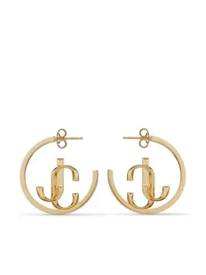 JIMMY CHOO Logo-lettering Medium Hoop Earrings - Gold