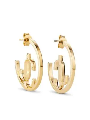JIMMY CHOO Medium Jc Monogram Hoops - Gold