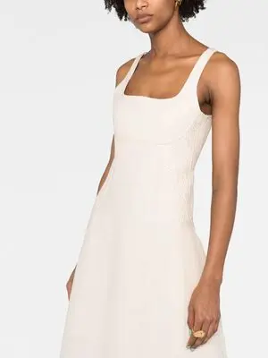 Chloé Corset-panel Linen Midi Dress
