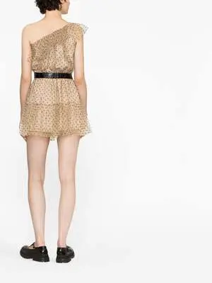 Gucci Polka-dot One-shoulder Minidress - Neutrals