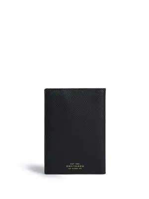 Smythson Panama Leather Passport Cover - Black
