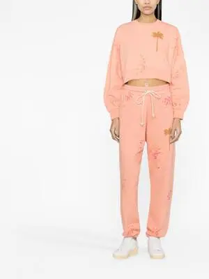 Palm Angels Pxp Palm Tree-print Cropped Sweatshirt