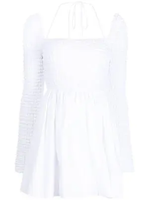 Staud Cassidy Smocked Stretch-cotton Minidress - White