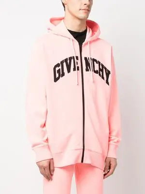 Givenchy Logo-embroidered Cotton Hoodie - Pink