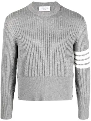 Thom Browne 4-bar Cable-knit Jumper - Grey