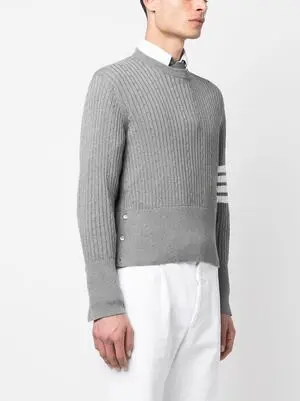 Thom Browne 4-bar Cable-knit Jumper - Grey