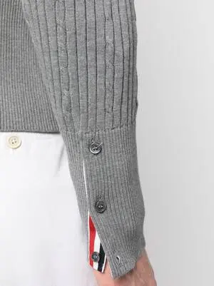 Thom Browne 4-bar Cable-knit Jumper - Grey