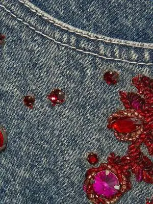 Gucci Floral Sequin-embellished Denim Shorts