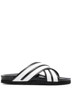 Palm Angels Striped Criss-cross Slides - Black