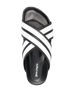 Palm Angels Striped Criss-cross Slides