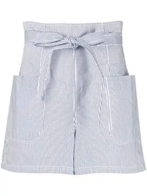 Philosophy Di Lorenzo Serafini Striped High-waisted Shorts - Blue