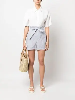 Philosophy Di Lorenzo Serafini Striped High-waisted Shorts - Blue