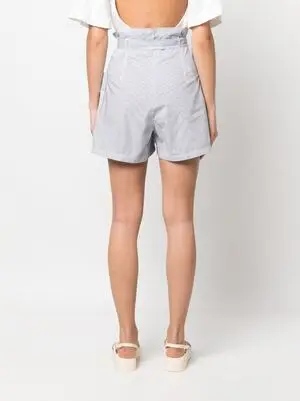 Philosophy Di Lorenzo Serafini Striped High-waisted Shorts - Blue