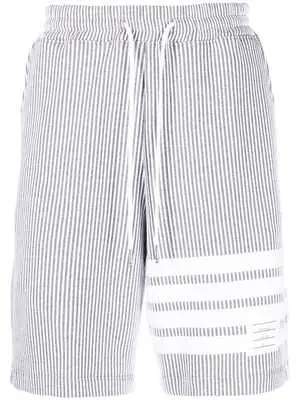 Thom Browne 4-bar Stripe Seersucker Shorts - Grey