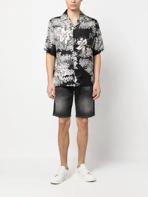 Philipp Plein Washed Denim Shorts - Black