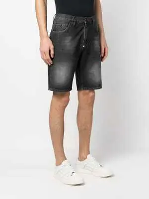 Philipp Plein Washed Denim Shorts - Black