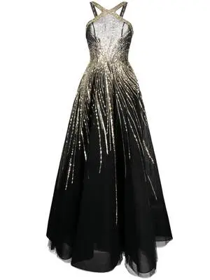 SAIID KOBEISY Sequin-embellished Gown - Black