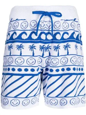 Joshua Sanders Wave-print Drawstring Shorts - White