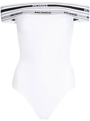 Monse Off-shoulder Logo Bodysuit