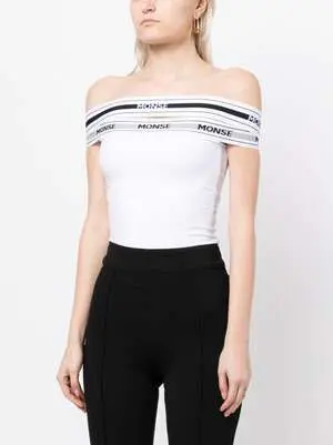 Monse Off-shoulder Logo Bodysuit