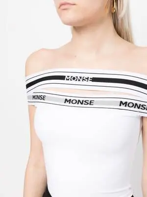 Monse Off-shoulder Logo Bodysuit