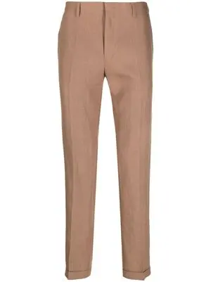 Paul Smith Pressed-crease Linen Trousers - Brown