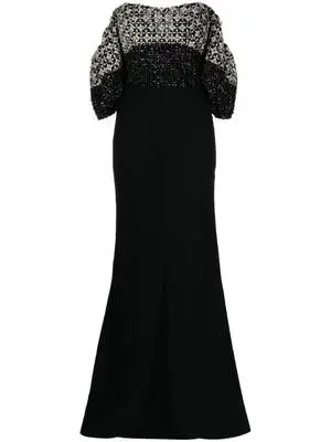 SAIID KOBEISY Off-shoulder Beaded Gown
