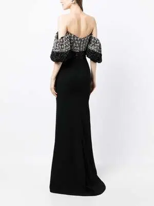SAIID KOBEISY Off-shoulder Beaded Gown