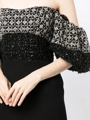 SAIID KOBEISY Off-shoulder Beaded Gown