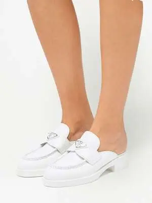 Prada Brushed Leather Slip-on Mules