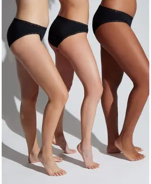 Natori Bliss Lace Trim Brief, Pack Of 6 - Black