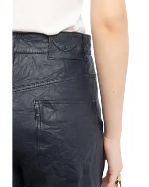 Zadig&Voltaire Evy Crinkled Leather Pants - Encre