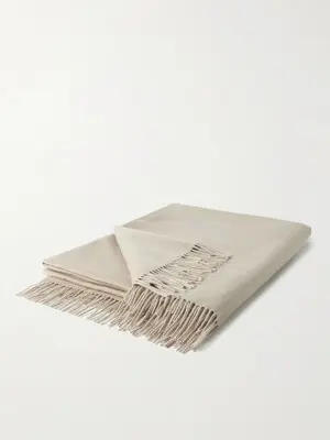 Brunello Cucinelli Brunello Cucinelli - Fringed Cashmere And Silk-Blend Throw - Men - Brown Brown
