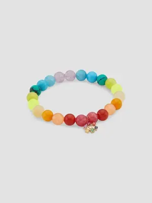 SYDNEY EVAN 14k Yellow Gold & Multi-gemstone Beaded Stretch Bracelet - Rainbow